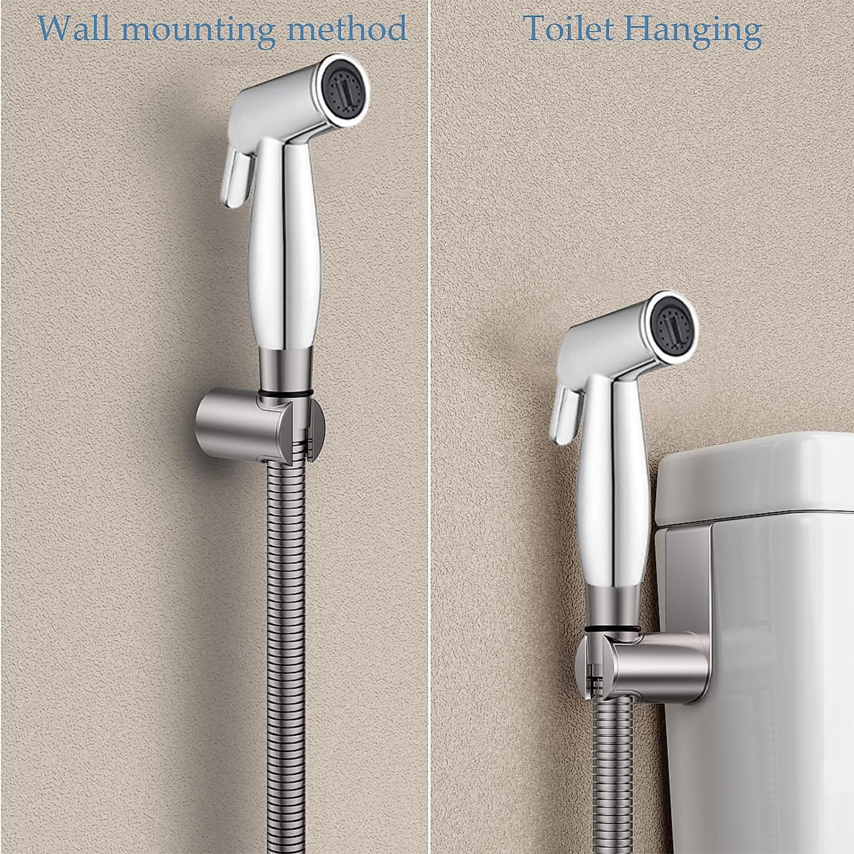 Hand Held Bidet Sprayer - Sprayer Shattaf Toilet Bidet Shower Head for Bathroom Sink or Toilet - with 59-inch Hose and Wall Bracket