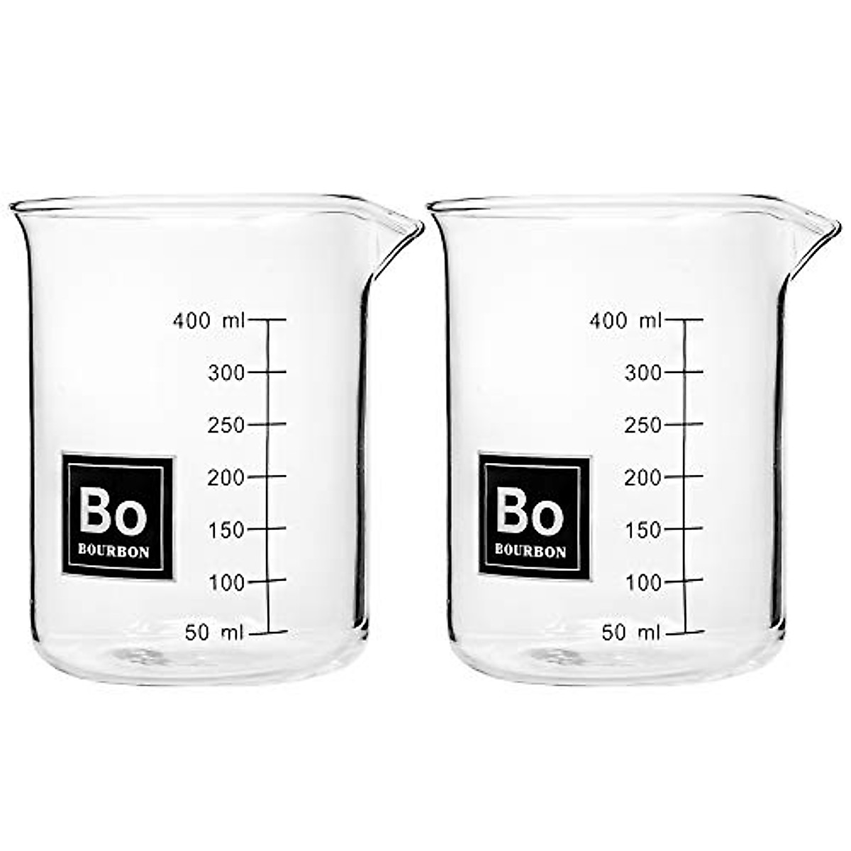 Drink Periodically Set of 2 Laboratory Beaker Bourbon Rocks Glasses-16oz each