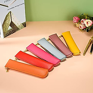 Sluxa Leather pencil case, Thin soft pen bag, Small pencil case for adults,Senior leather Minimal pencil pouch with zipper.…