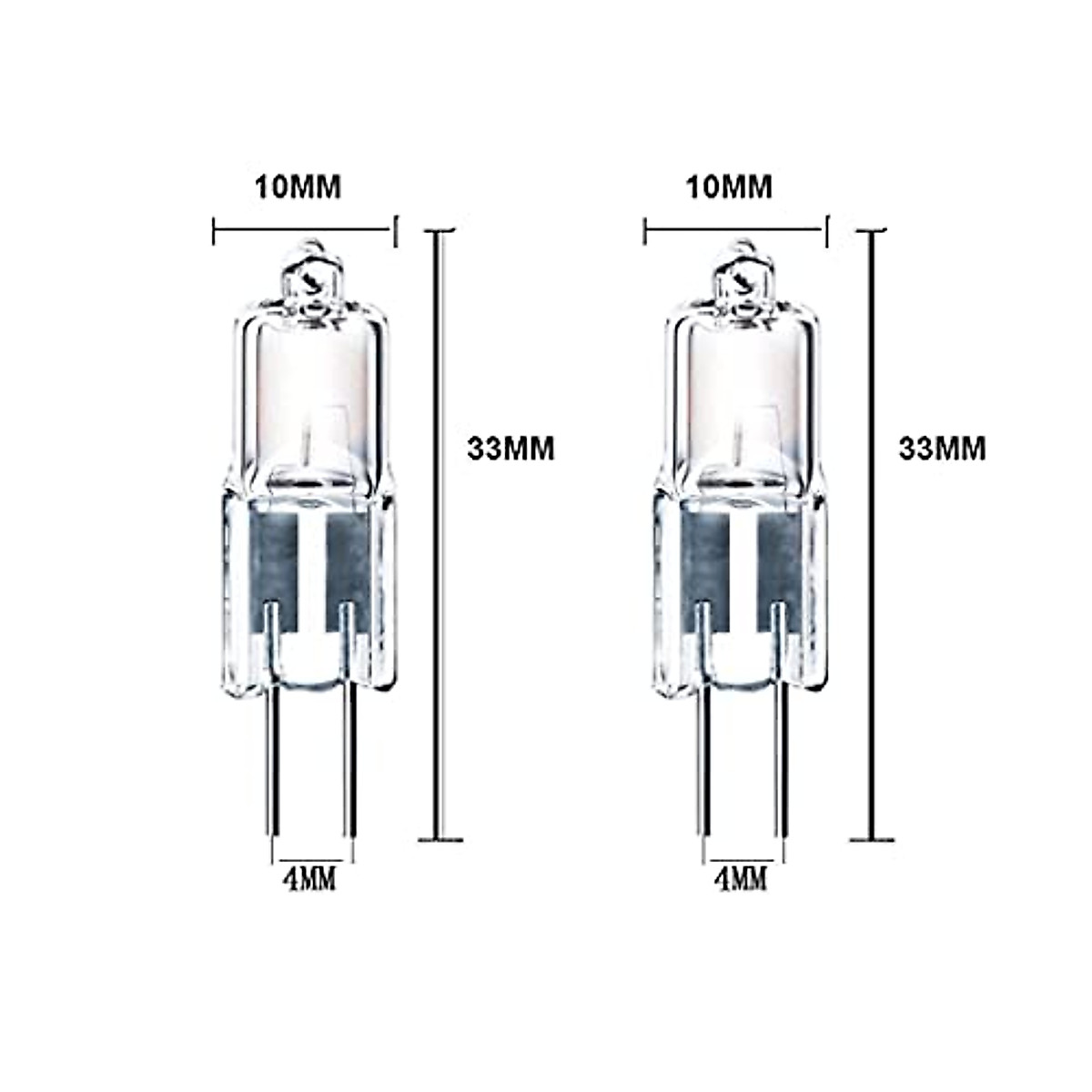 ShuoHui G4 Halogen Bulbs 10 W 24 V Dimmable Bi-Pin Base Clear Capsule Warm White Light Bulb Pack of 10