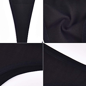 Sunm Boutique 6 Pack Women's Cotton Thongs Breathable Bikini Panties Underwear Black Medium