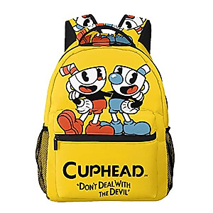 Zqiyhre Cupx-Head Backpack Print Cartoon Waterproof Laptop Backpack Casual School Backpack for Student
