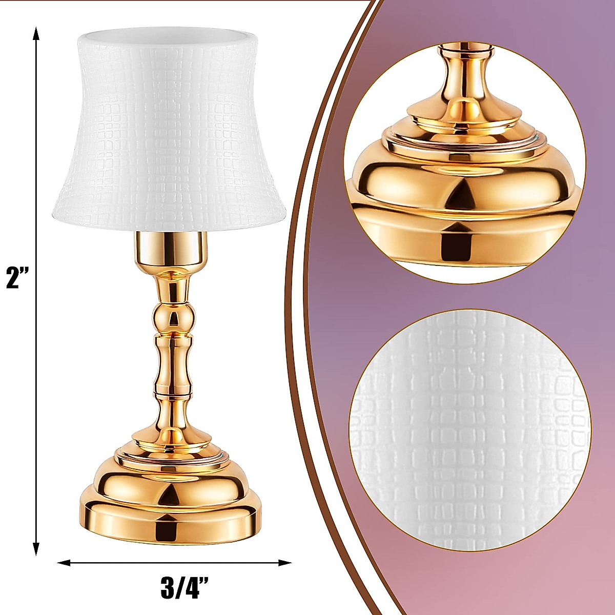 2 Pieces Dollhouse Miniature Lamp LED Desk Lamp Mini Light Dollhouse Decoration Accessories Battery Operated with ON/Off Switch and Lamp Shade (Table Lamp)