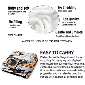 Youltar Custom Blanket with Text Photos,Personalized Customized Picture Blankets for Best Friend Bestie Sister BFF Christmas New Year Birthday Gifts 5 Photos Collage