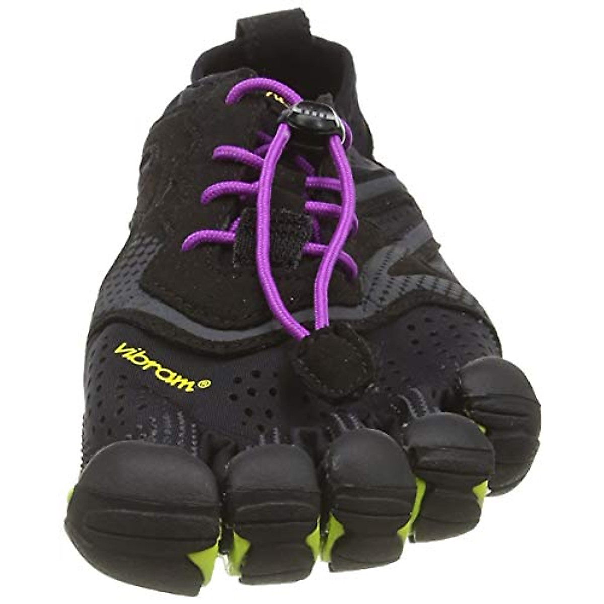 Vibram Women's FiveFingers, V-Run Running Shoe, Black/Yellow/Purple, 8-8.5 M US