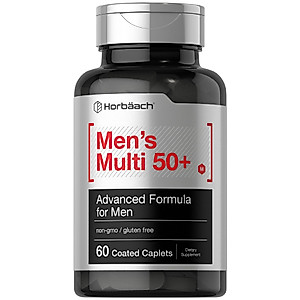 Horbäach Men's Multivitamin 50 Plus | 60 Caplets | Non-GMO & Gluten Free Supplement