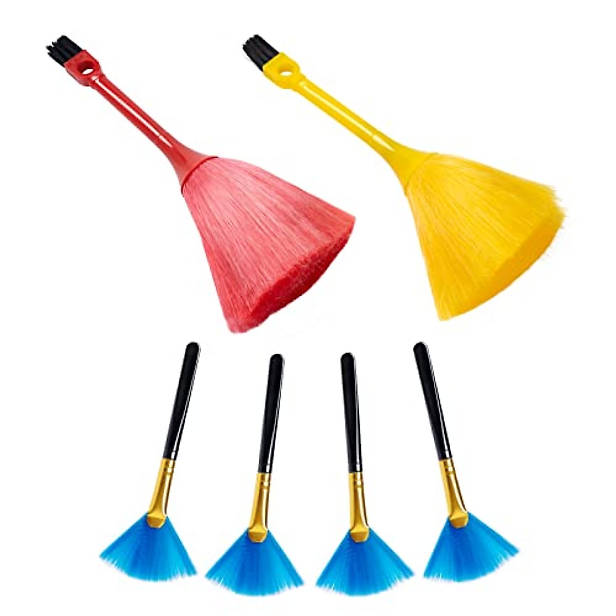Computer Brush Set Keyboard Dusting Brush 2 Pieces Double Ended Duster Brush and 4 Pieces Fan Brushes Keyboard Cleaning Tool for Computer, Keyboard, Display Screen, Electronic Devices