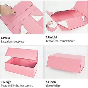 Pink Gift Box 10" x 6" x 3" with Magnetic Closure Lid Gift Box for Presents,Bridesmaid Gifts Box,Cute Box,Birthday Gift box,Luxury for Gift Packaging, Magnetic Gift Box for Wrapping Gifts (Pink)