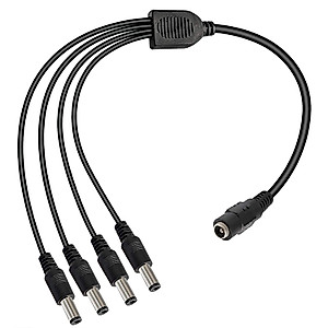 SAISN DC Power Y Splitter Cable 1 Female to 4 Male Plug for CCTV Camera (1 to 4)