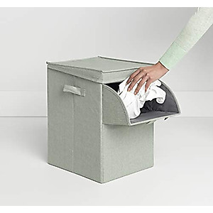 Brabantia - Stackble Laundry Box - Front and Top Opening - Space Efficient - Easy to Unload - Lightweight Grips - Large Opening for Dirty Clothes - Green - 35L