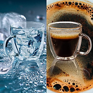 Stylusella Double Wall Glass Coffee Mugs 5oz / 150ml, Coffee Mug set of 2, Espresso Cups for Coffee Lovers, Tazas de cafe bonitas