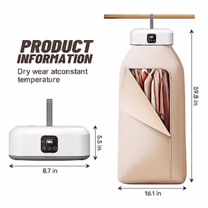 Yulisa Dryer,Portable Clothes Dryer for Apartments Dormitory Business Trips,Portable Clothes Drying Bag,Remote Control Electric Dryer,Small Dryer Dual Speed Mode 8 Stages Timed 480 Minute Drying