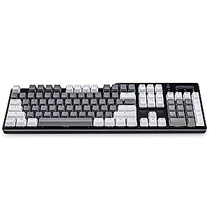 AK35I Wired Full-Size Mechanical Gaming Keyboard with Blue Switches, White-Grey Matching PBT Keycaps, Anti-Ghosting Multimedia Keys Roller, White Backlit, Programmable Macro, Aluminum Black