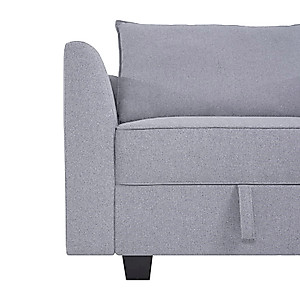 Naomi Home Modular Sofa Middle Module with Storage Accent Armless Chair for Modular Sofa Customizable Sectional Sofa Couch Accent Armless Chair, Linen, Gray