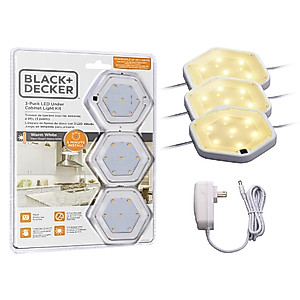 BLACK+DECKER 3-Pack LED Puck Light Kit, Warm White (LEDUC-PUCK-3WK)
