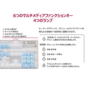 AK35i Mechanical Gaming Keyboard, 104 Keys and 6 Media Keys Anti-Ghosting, 2 Colors PBT Keycap, Elegant White Backlight, Aluminum Panel (Brown Switch/White Backlight, White&Blue)