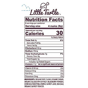 Little Turtle Rice Teethers Combo Pack, Organic Strawberry & Blueberry & Carrot Flavor, 12 wrapped 2 Pack, 4 Count