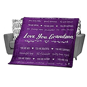 FILO ESTILO Gifts for Grandma, Grandma Blanket, Grandma Gifts for Mothers Day, Birthday, Christmas from Grandchildren, Grandmother Throw Blanket 60x50 Inches (Fleece, Purple)