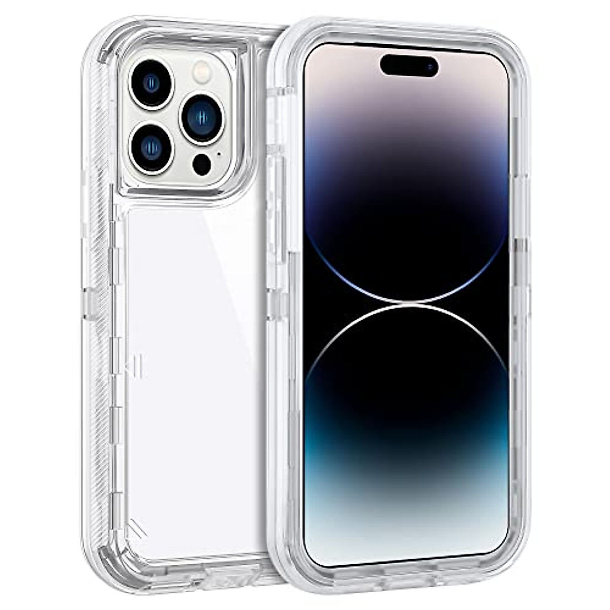 Coolden for iPhone 14 Pro Max Hybrid Clear Phone Case, Heavy Duty Protective Dual Layer Shockproof Case with Hard PC Bumper Soft TPU Back for iPhone 14 Pro Max 6.7 inch Transparent