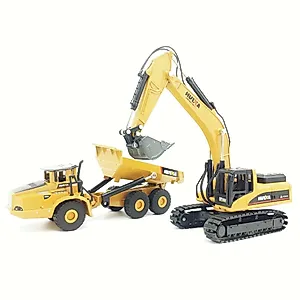 DDLONGDD Toy Excavator Metal Model 1:50 Scale Realistic Construction bulldozers for Kids and Collectors Boy Men's Toys Indoor/Outdoor Play, Sturdy Metal Construction, Ideal Sand/Beach Toy