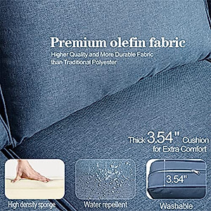 XIZZI Patio Furniture Outdoor Furniture All Weather Wicker 6 PCS Patio Sofa with High Back Swivel Rocking Chairs and Ottomans,Swivel Chairs Grey Rattan Denim Blue