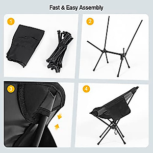 LUBBYGIM Folding Camping Chairs, Portable Camp Chairs, Lightweight Outdoor Chairs for Outdoor Camp, Travel, Beach, Picnic, Festival, Hiking, Backpacking, Supports 265Lbs - 2 Pack