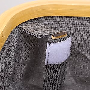 Collapsible Laundry Basket Hamper, Bamboo Frame and Handle, for Laundry Room and Bedroom, Toy Organizer hamper ，Bathroom Bin