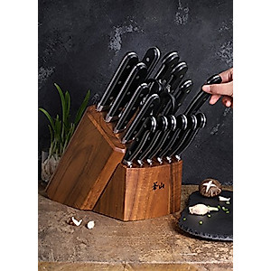 Cangshan TV2 Series 1023053 Swedish 14C28N Steel Forged 17-Piece Knife Block Set, Acacia