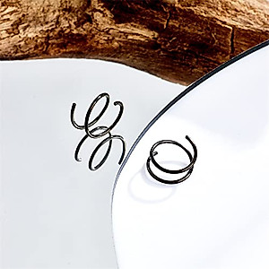 COLORFUL BLING Stainless Steel Double Hoop Nose Rings for Single Piercing Spiral Nose Rings Cartilage Twist Nose Hoops for Women Nostril Piercing Jewelry-2pcs black