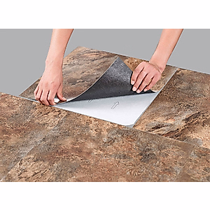 Majestic Self Adhesive 18-Inch Square Vinyl Floor Tiles, 10 Tiles - 18" x 18", Rustic Copper Slate Pattern - Peel & Stick, DIY Flooring for Kitchen, Dining Room & Bathrooms by Achim Home Decor