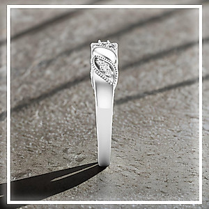 Dazzlingrock Collection Lab Grown Round White Diamond Twist Wedding Band Ring for Women (0.09 Ctw) in 14K White Gold, Size 7