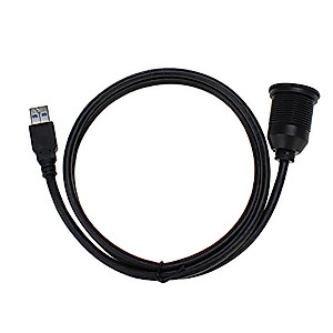 USB 3.0 Mount Cable –USB Extension Flush, Dash, Panel Mount Cable, for Car, Boat, Motorcycle and More (3.3FT/1M)