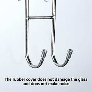 XIACIBDUS 3pcs Shower Door Hooks, Double Towel Rack Hooks, Bathroom Frameless Drilling-Free Hanger, Heavy Duty Rack Hooks for Robe Squeegee Loofah Bathing Suits Shaver