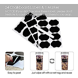 Vtopmart Cereal Storage Container Set, BPA Free Plastic Airtight Food Containers 84.5 fl oz for Cereal, Snacks and Sugar, 4 Piece Set Dispensers with 24 Chalkboard Labels, Black