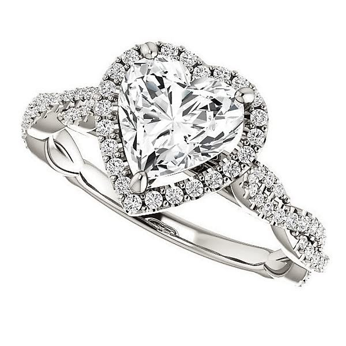 JEWELERYN 4 CT Heart Colorless Moissanite Engagement Ring for Women/Her, Wedding Bridal Ring Set, Eternity Sterling Silver Solid Gold Diamond Solitaire 3-Prong Set for Her (8.5)