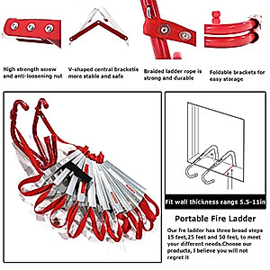 FGQCBBYC Emergency Fire Escape Ladder 2-6 Storey, Aluminum Alloy Flame Resistant Portable Safety Ladders, Easy to Store Fire Ladder for Indoor Outdoor,Tree House, Playground,13FT/4M
