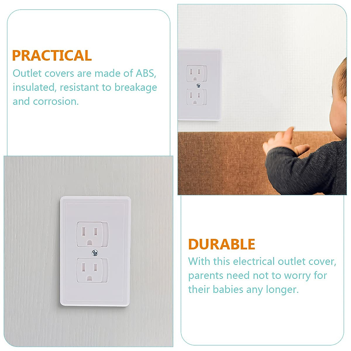 DOITOOL 20pcs Safety Electric Childproof Wall Plugs Socket with Screws Plug Anti Outlet Closing Self- closing Home for Plate Room Protectors Covers Self Protector Use Standard Office