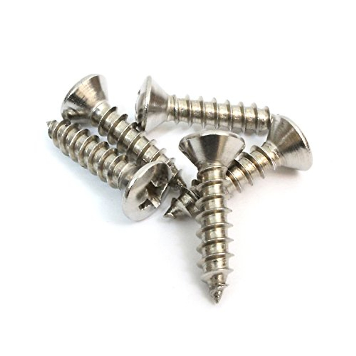 Bolt Dropper No. 8 x 5/8" Stainless Oval Head Phillips Wood Screw, (100 pc), 18-8 (304) Stainless Steel Sheet Metal, Type A Point, Plain Finish