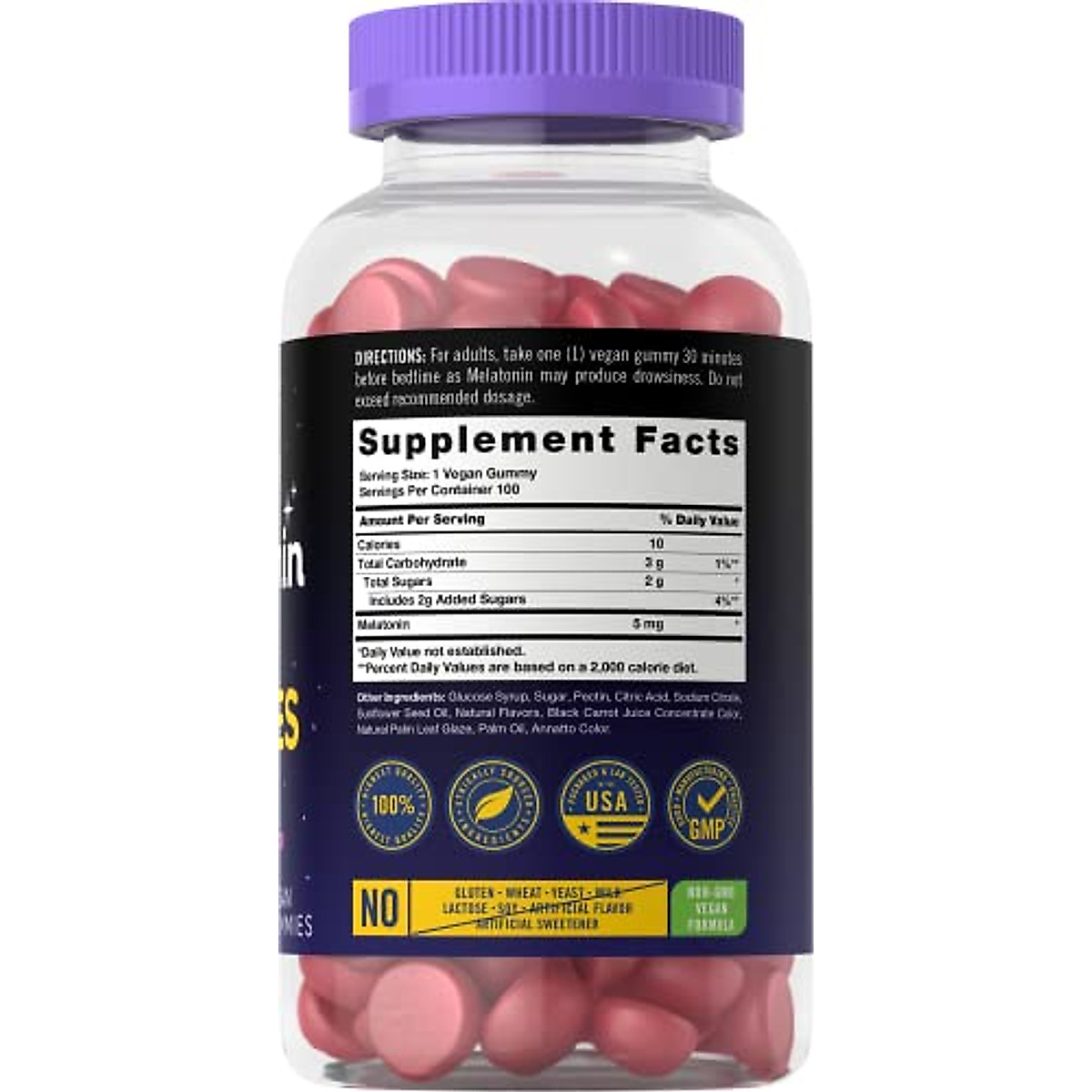 Carlyle Melatonin 5mg Gummies | 100 Count | 1 Gummy Per Serving | Natural Berry Flavor | 100% Drug Free | Non-GMO, Gluten Free Supplement