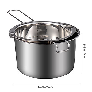 EXCEART 1 Set Double Boiler Pot Stainless Steel Water Boiling Melting Pot with Dual Pour Spout for Candle Butter Chocolate Cheese Caramel 400ml