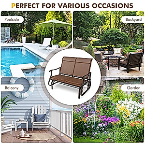 Giantex Outdoor Glider Bench Chair - Extra-Large 2 Person Loveseat with Breathable Fabric, Steel Frame, 660lbs Weight Capacity Swing Chair for Lawn, Yard, Poolside, Garden, Patio Swing Glider Chair