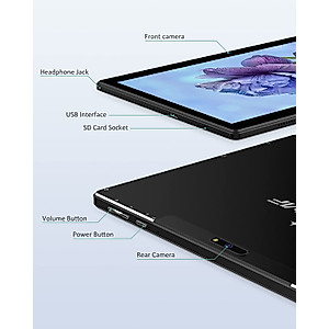 CNMF Android Tablet 10 Inch, 32GB Storage, WiFi Tablets with Android 10.0 OS, 5MP Rear Camera, Bluetooth, Quad Core, HD IPS Screen, Supports Microsoft Office Software - Black