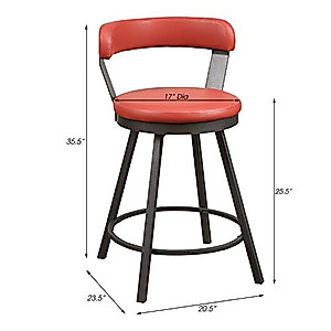 Lexicon Hoisington Swivel Counter Height Chairs (Set of 2), 25.5" SH, Red