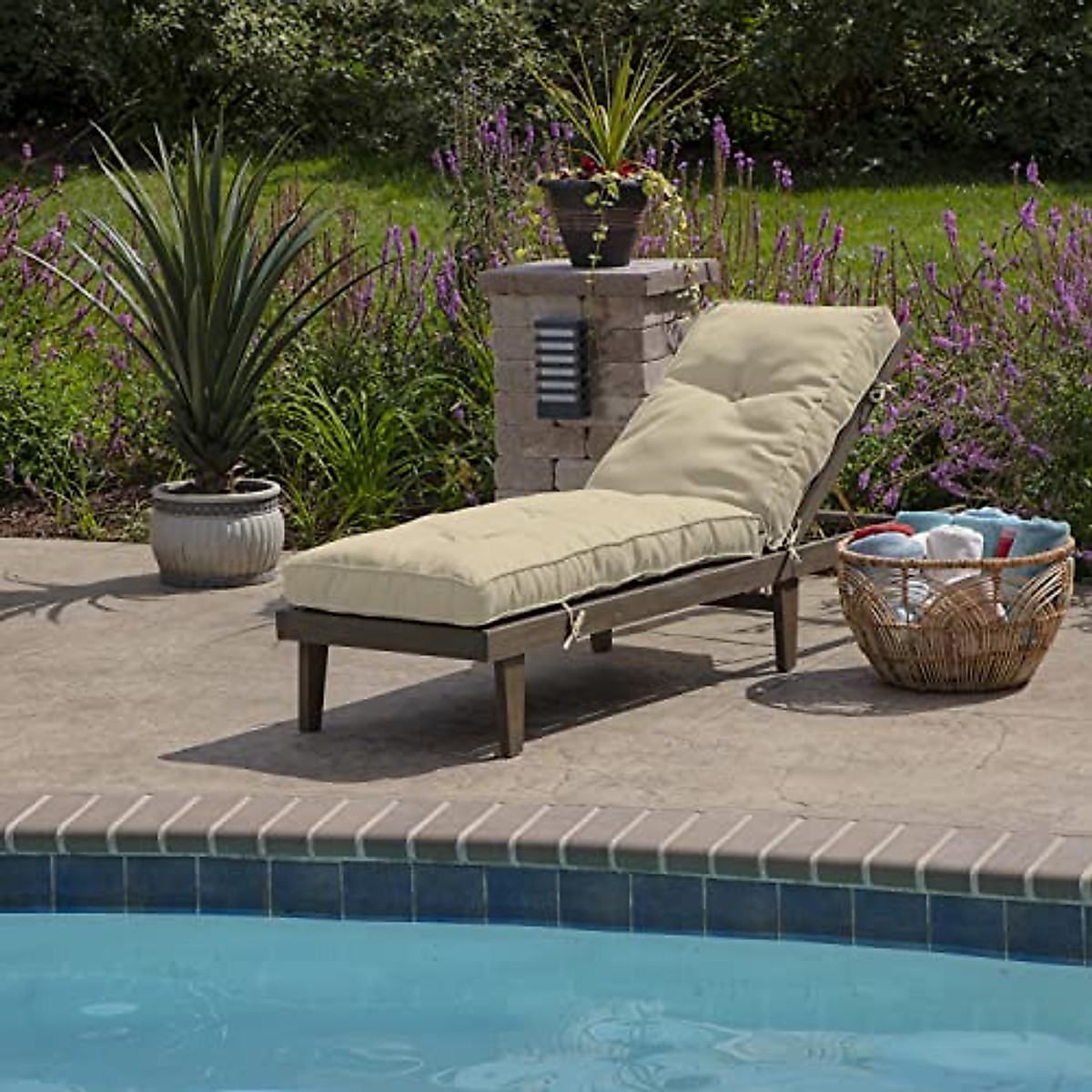Arden Selections PolyFill Outdoor Chaise Lounge Cushion 76 x 22, Tan Leala