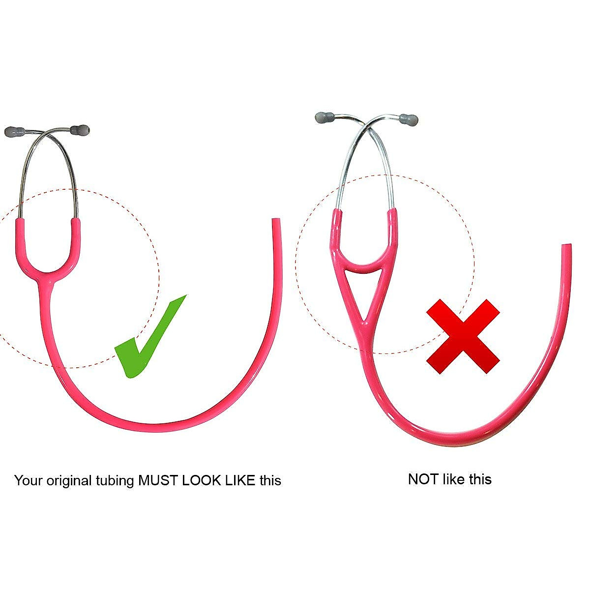 (Stethoscope Binaural) Replacement Tube by Reliance Medical fits Littmann® Classic III Stethoscope - TUBING (Light Pink)