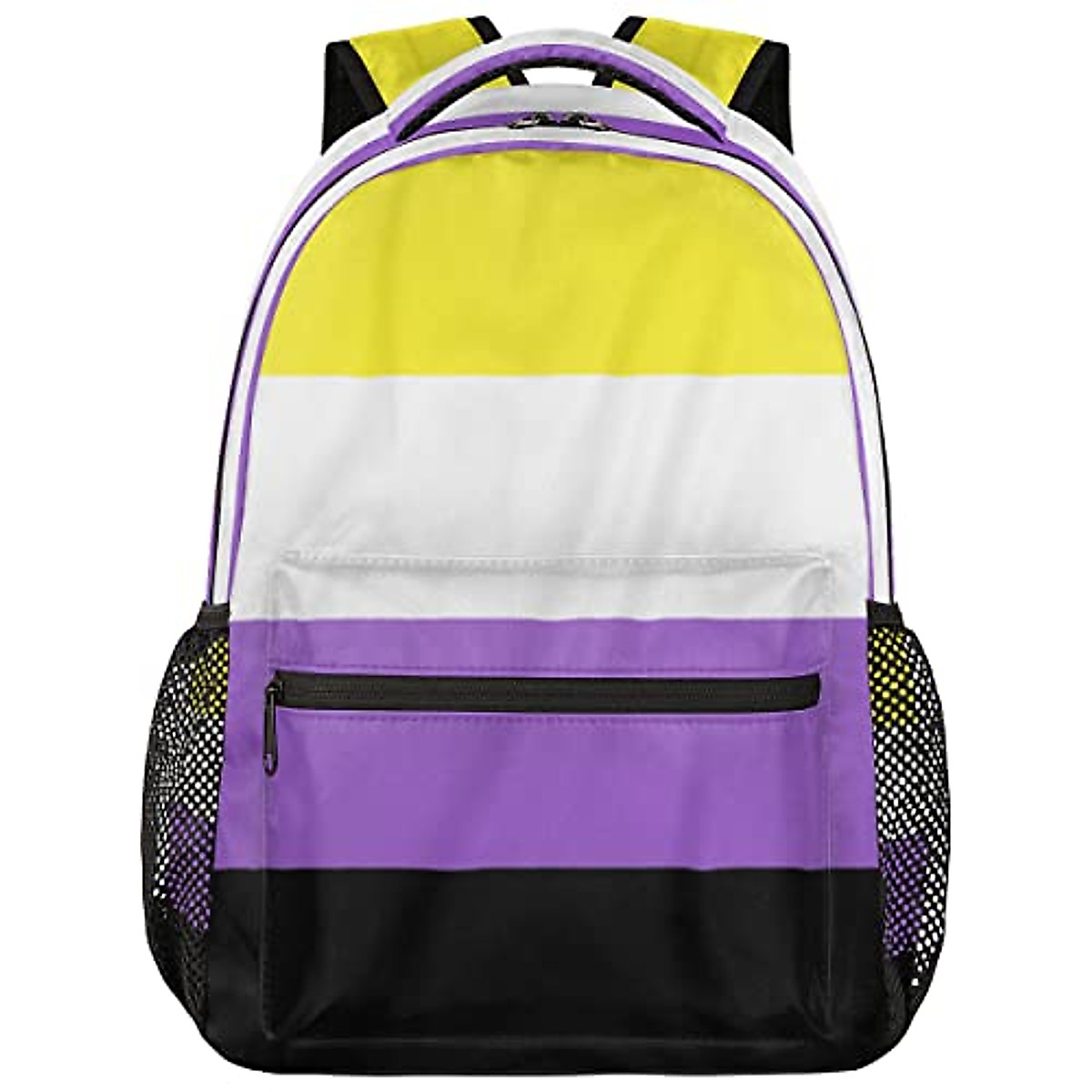 lakefvgk Non-Binary Pride Flag Backpack Travel Laptop Backpack Adjustable Shoulder Straps Waterproof School Bag Bookbag