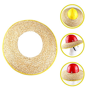 Tofficu Wheat Straw Hard Hat Sun Shade Construction Site Helmet Sunshield Cover