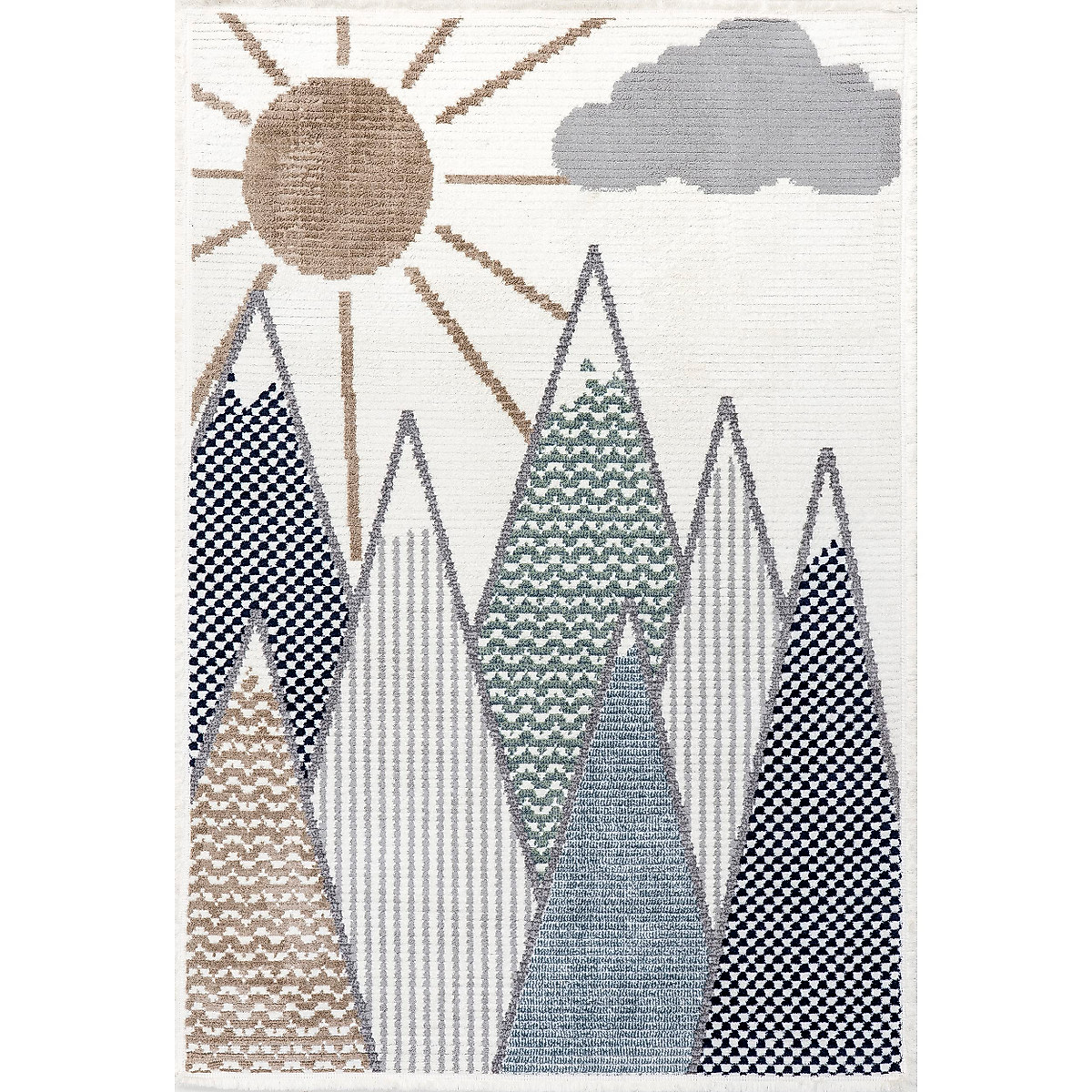 nuLOOM Elsha Rocky Mountains Kids Fringe Area Rug, 4x6, Beige