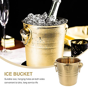 Sewroro Stainless Steel Ice Bucket Beer Whisky Cooling Containers Tiger Head Ice Bucket Wine Champagne Bucket Bar Party Favor- 3L (Golden)