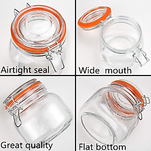 Encheng 25 oz Glass Jars With Airtight Lids And Leak Proof Rubber Gasket,Wide Mouth Mason Jars With Hinged Lids For Kitchen Canisters 750ml, Glass Storage Containers 6 Pack …